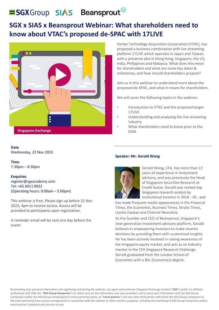 Vertex SPAC - Paying a high price for acquisition of 17LIVE - Growbeansprout.com